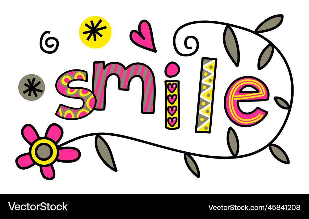 Smile text title doodle typography Royalty Free Vector Image