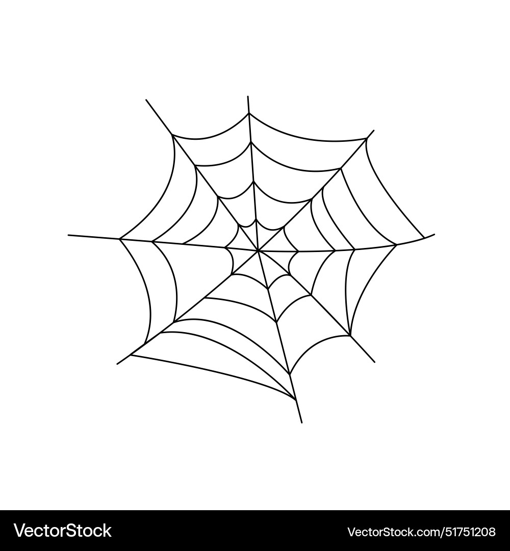 Spider web simple hand drawn outline Royalty Free Vector