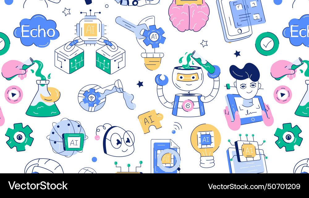Ai technology hand drawn Royalty Free Vector Image