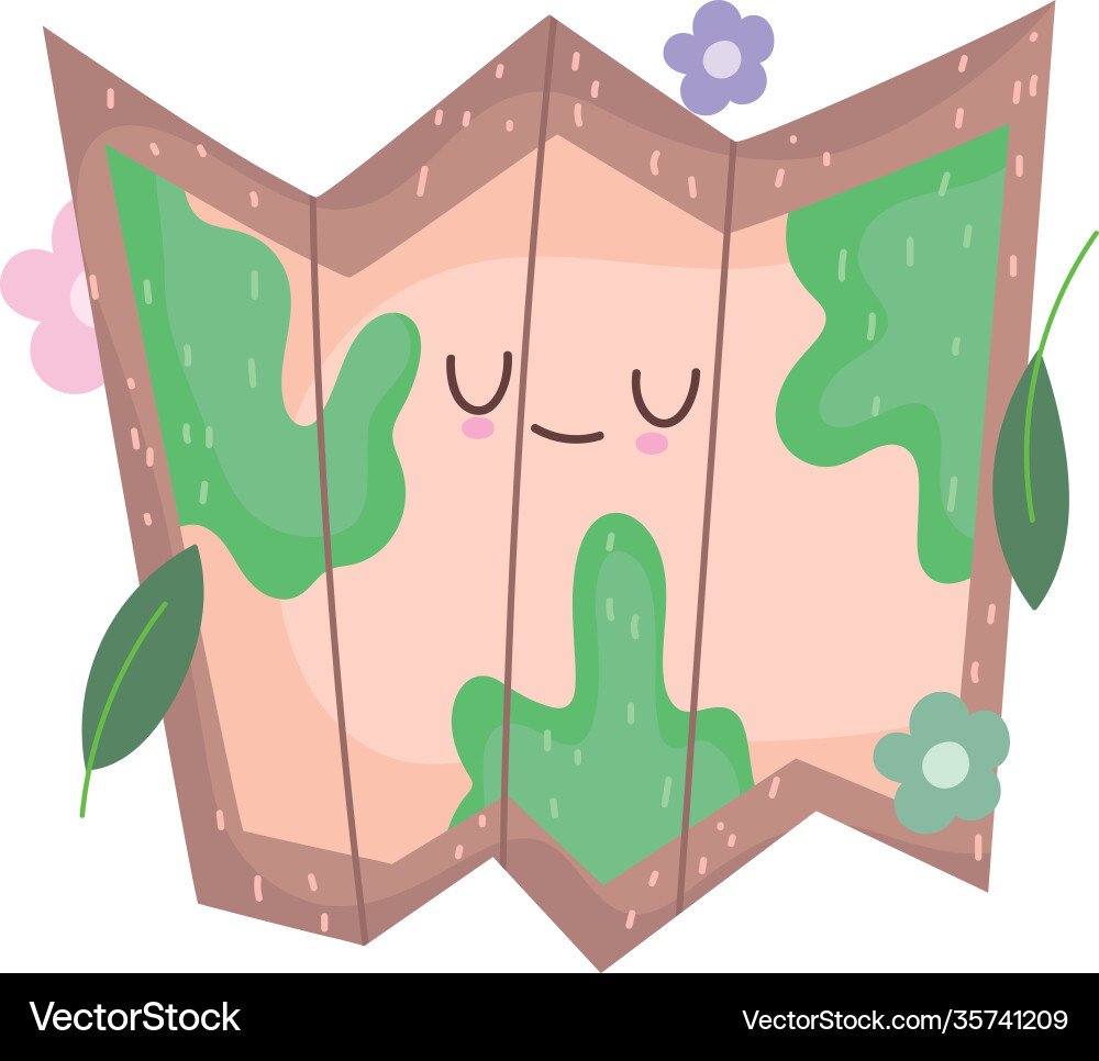 Camping navigation map travel in cartoon style Vector Image