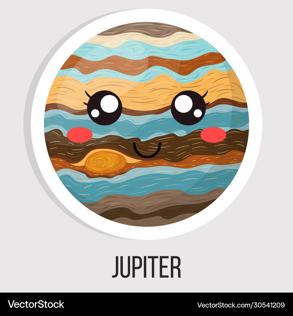 Cartoon cute jupiter planet isolated on white Vector Image