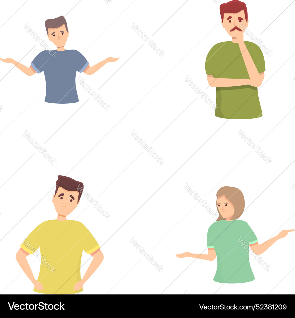 Decision making icons set cartoon Royalty Free Vector Image