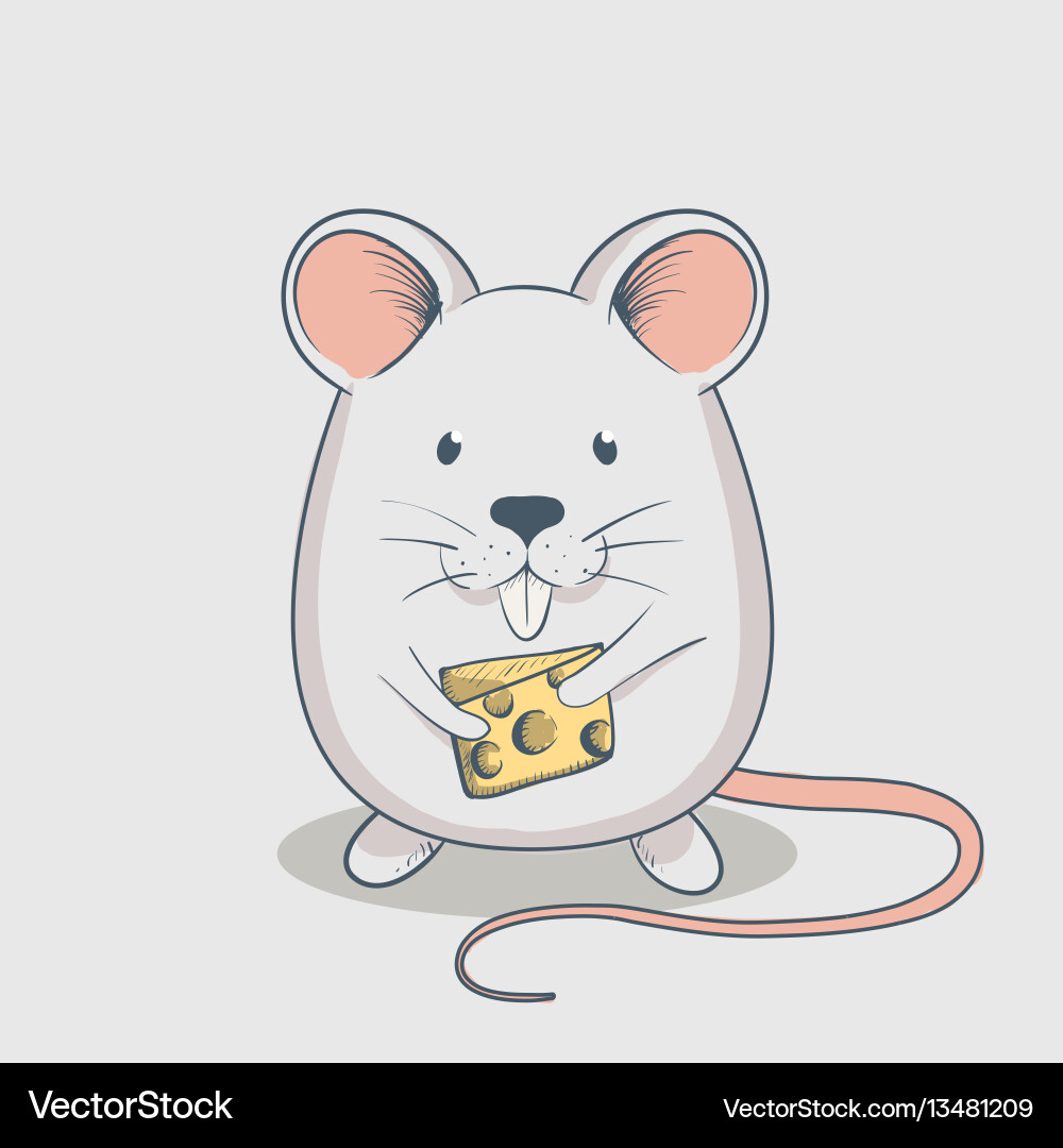 Funny mouse keeps cheese Royalty Free Vector Image
