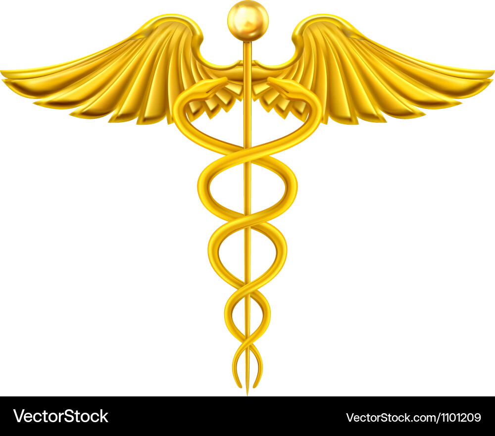 Golden Caduceus Emblem Royalty Free Vector Image