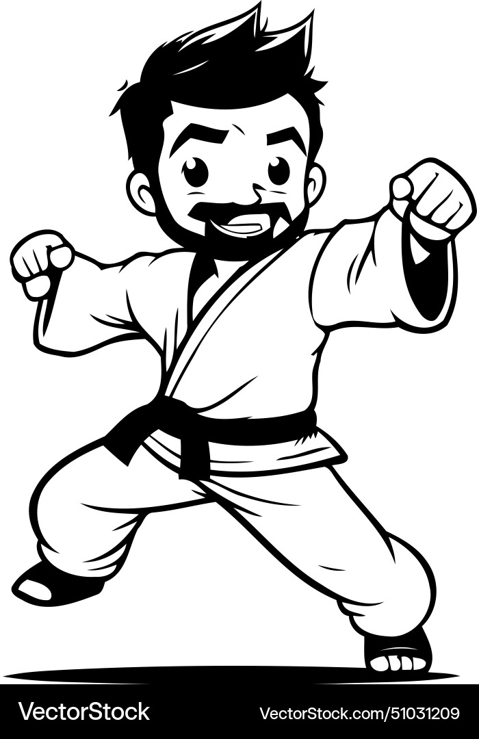 Karate man cartoon Royalty Free Vector Image - VectorStock