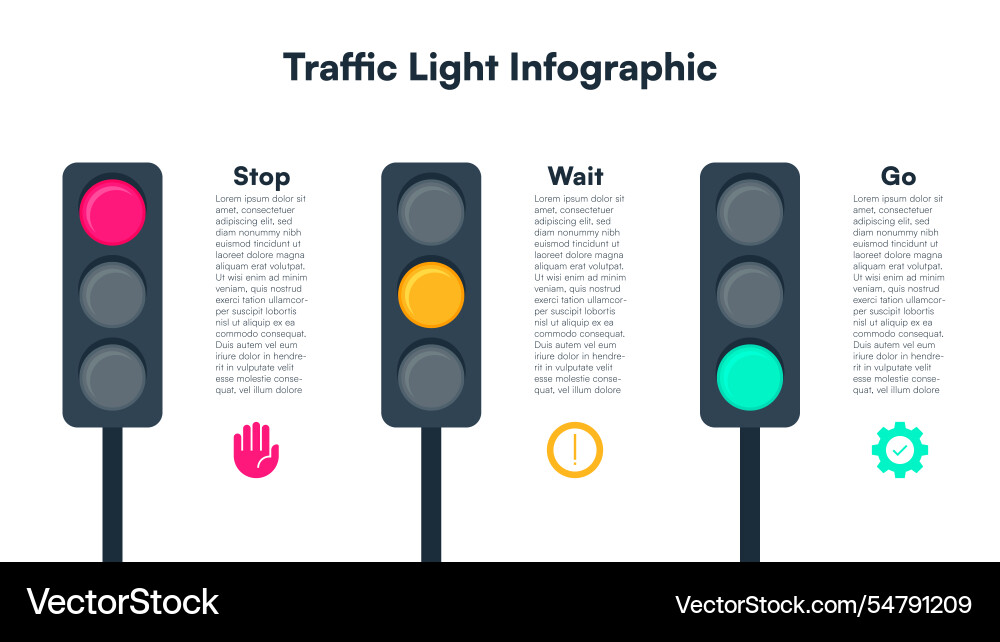 Minimalist traffic light infographic with stop Vector Image
