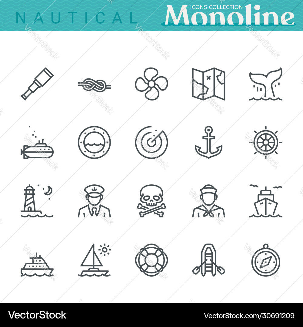 Nautical icons Royalty Free Vector Image - VectorStock