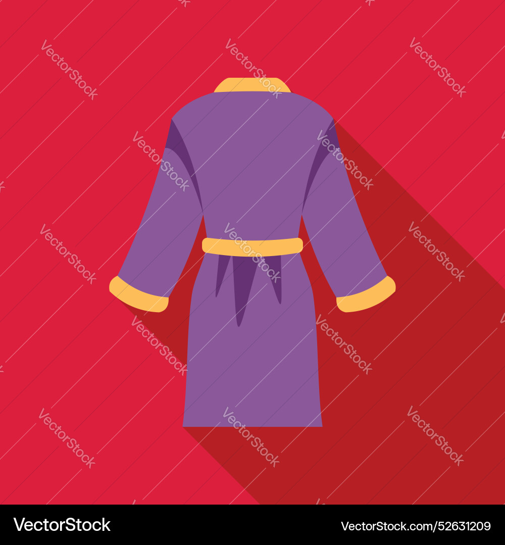 Purple bathrobe hanging on wall with long shadow Vector Image