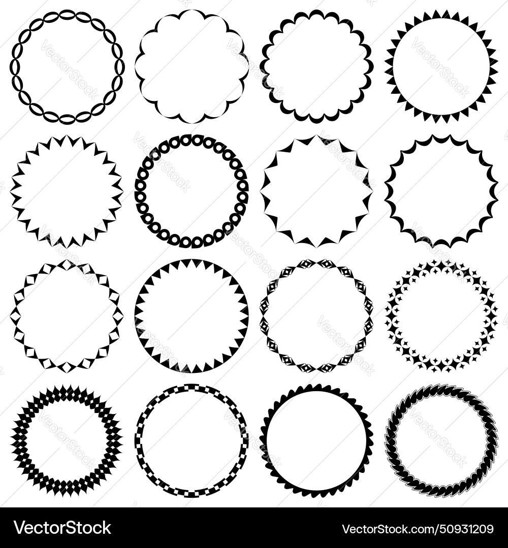 Set of round frames with geometric patterns Vector Image