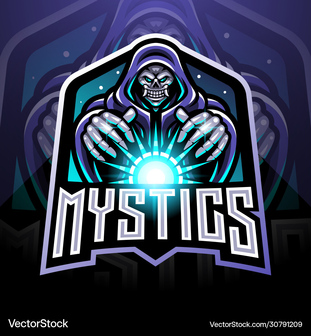 Skull wizard esport gaming mascot logo Royalty Free Vector