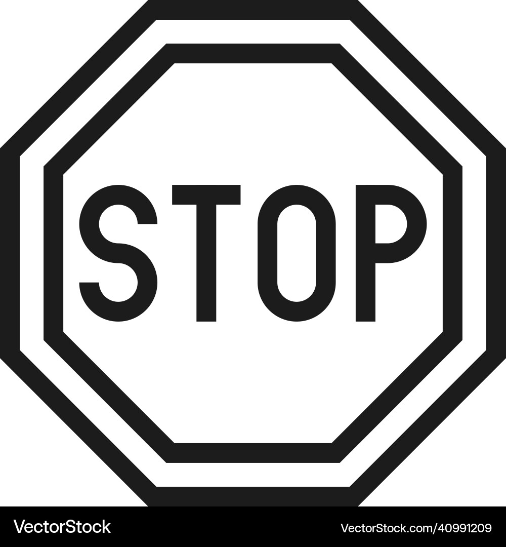 Stop sign icon danger symbol black line octagon Vector Image