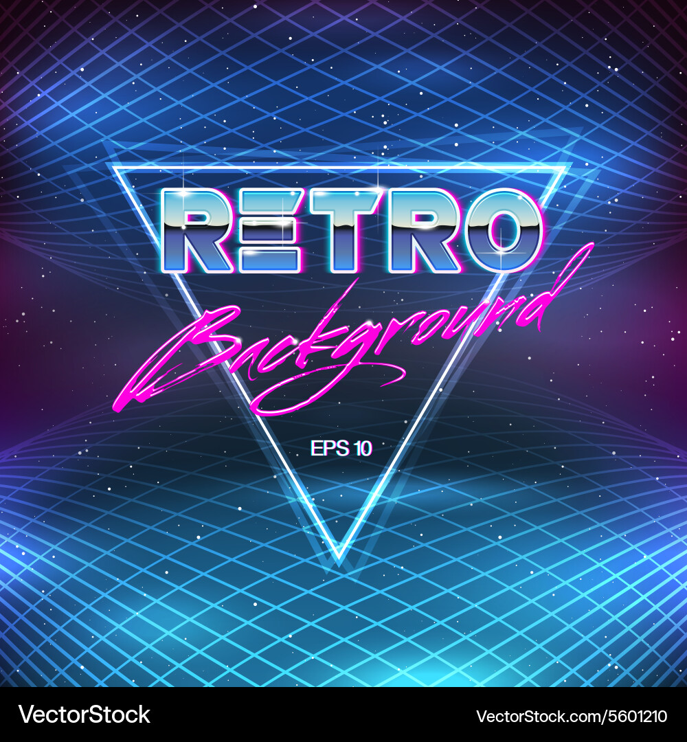80s retro sci-fi background Royalty Free Vector Image