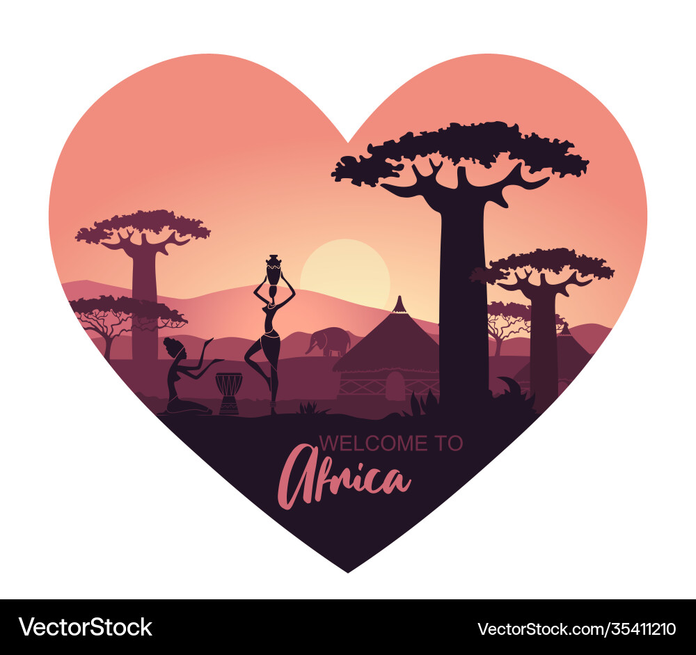 Abstract landscape africa at sunset Royalty Free Vector