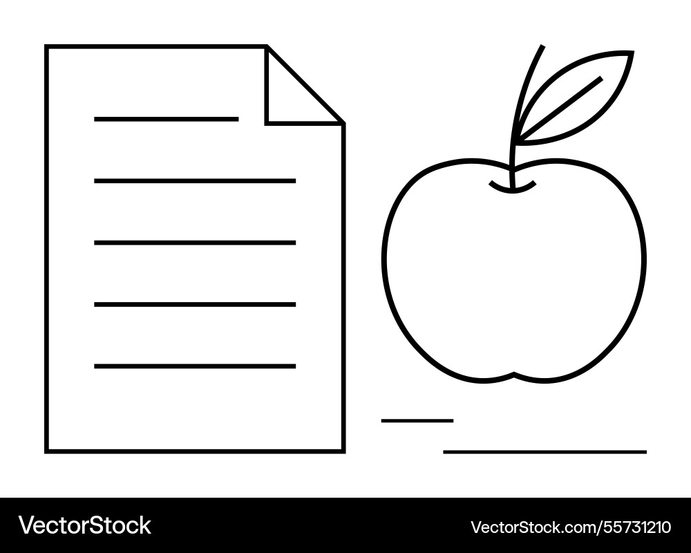 Apple and document line art representing education