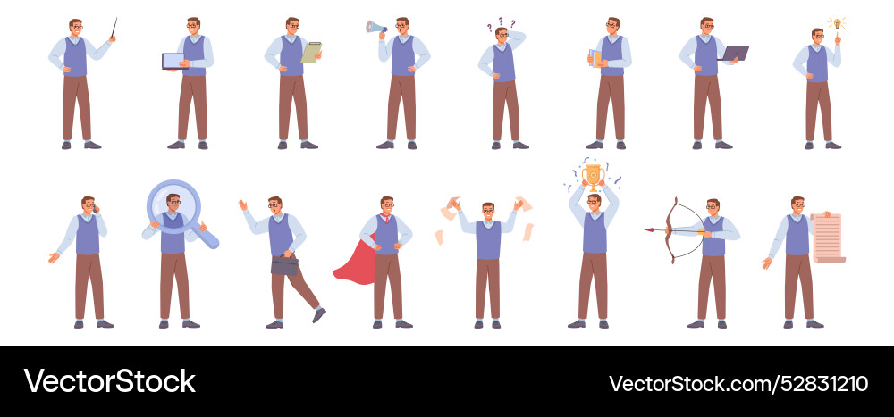 Employee or boss at work character Royalty Free Vector Image