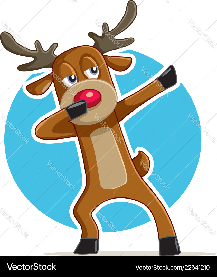 Funny dabbing reindeer cartoon Royalty Free Vector Image