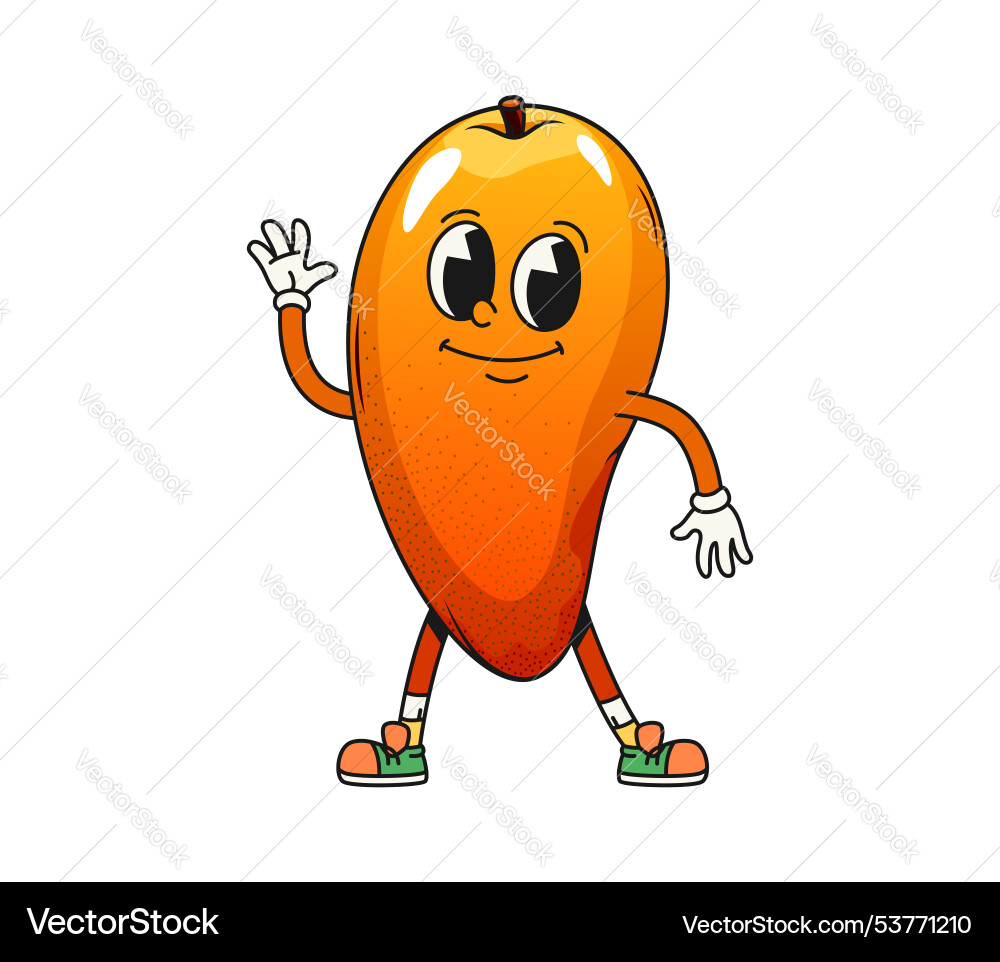 Groovy Mango Character Royalty Free Vector Image