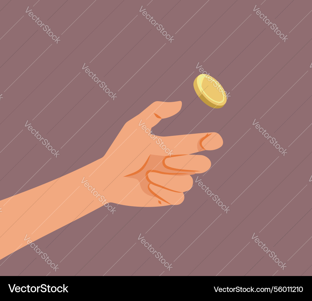 Hand flipping a coin cartoon design Royalty Free Vector