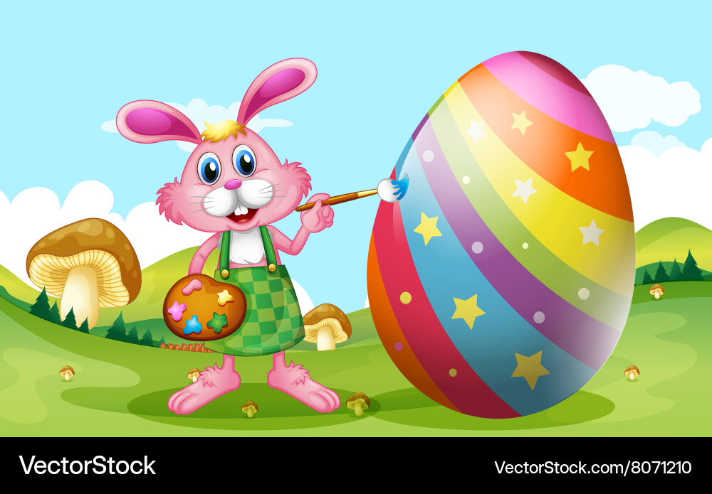 Happy easter with bunny painting egg Royalty Free Vector