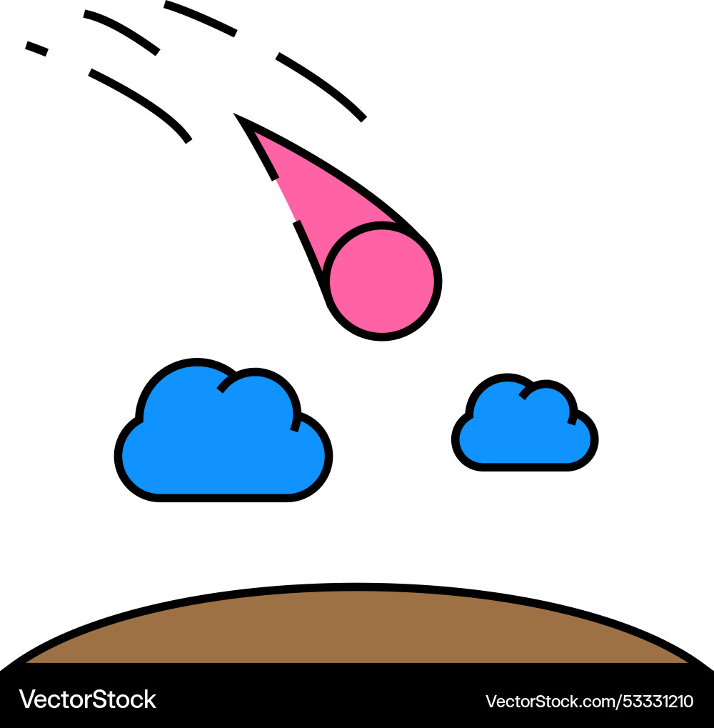 Meteor falling disaster icon color Royalty Free Vector Image