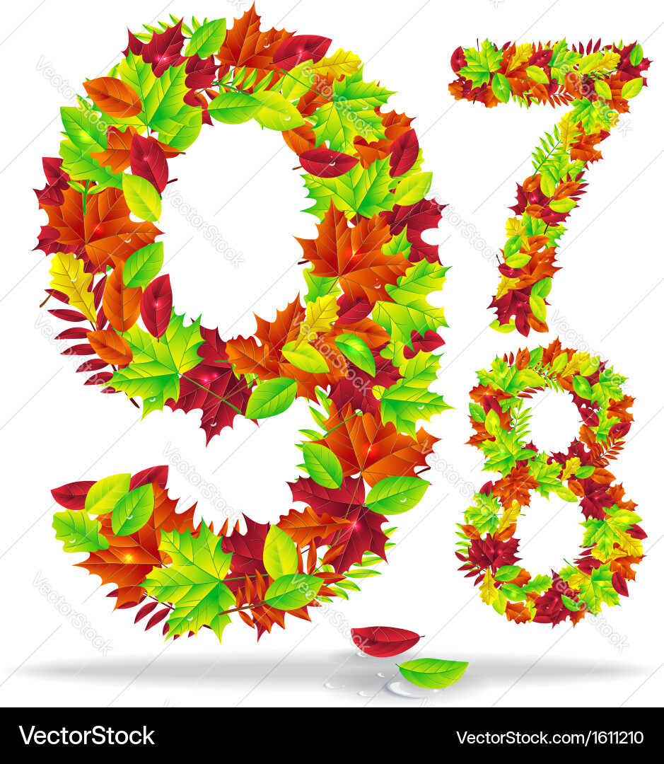 Numbers of autumn leaves Royalty Free Vector Image