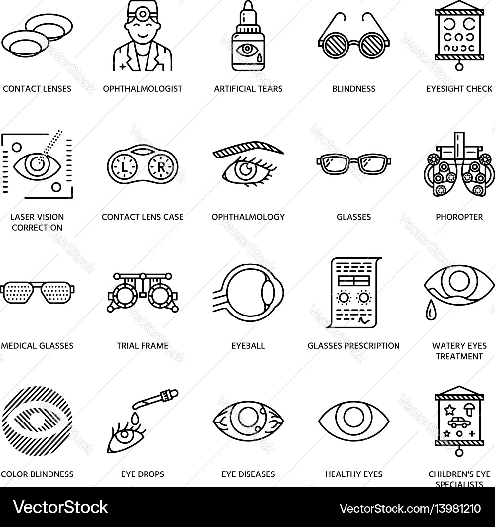 Ophthalmology Eye Care Icons Royalty Free Vector Image