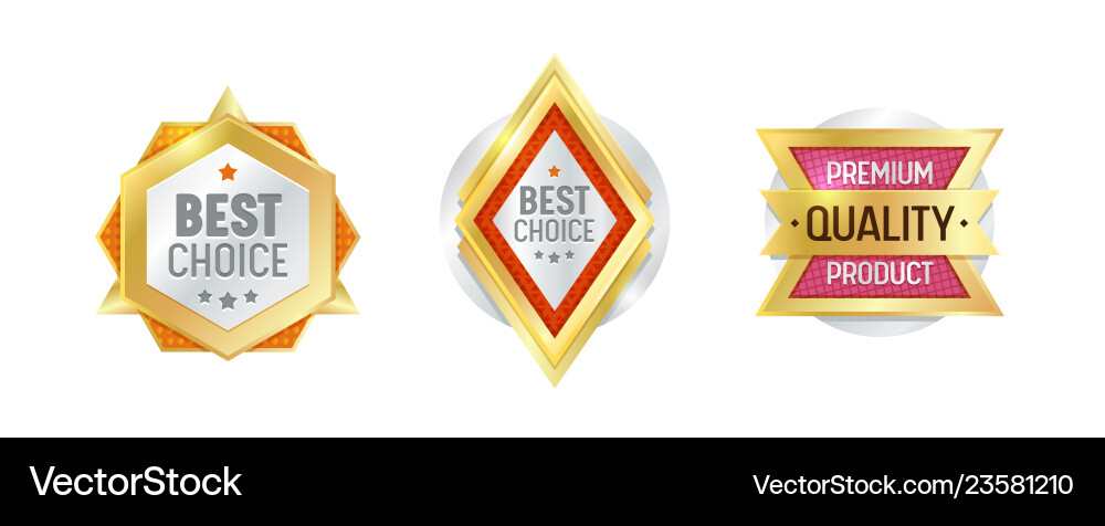 Quality label badge premium certificate design Vector Image