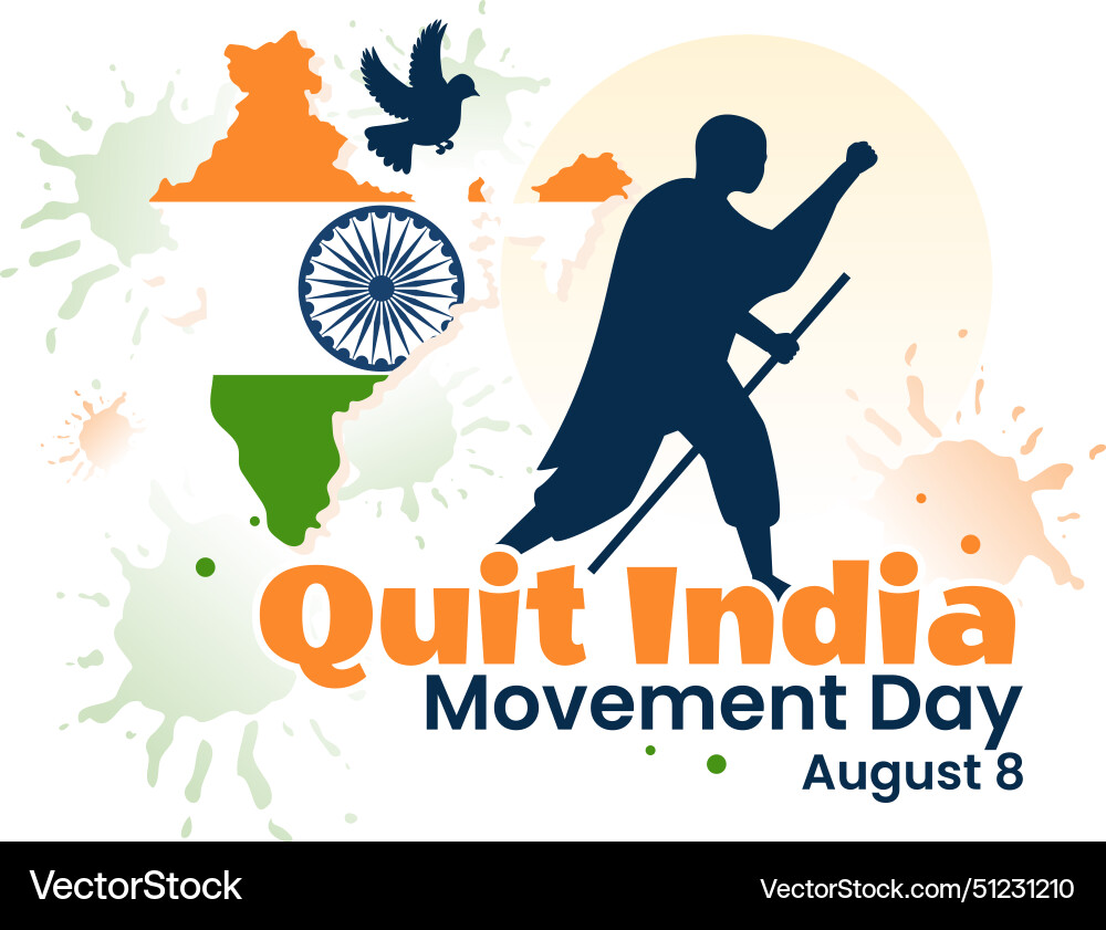 Quit india movement day on 8 august with indian Vector Image