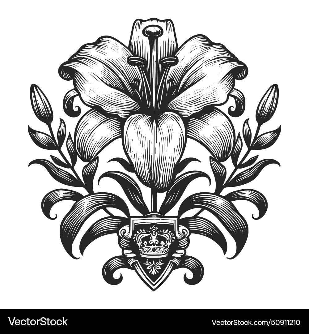 Regal crowned floral emblem Royalty Free Vector Image