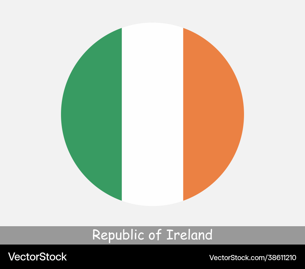 Republic ireland round circle flag Royalty Free Vector Image