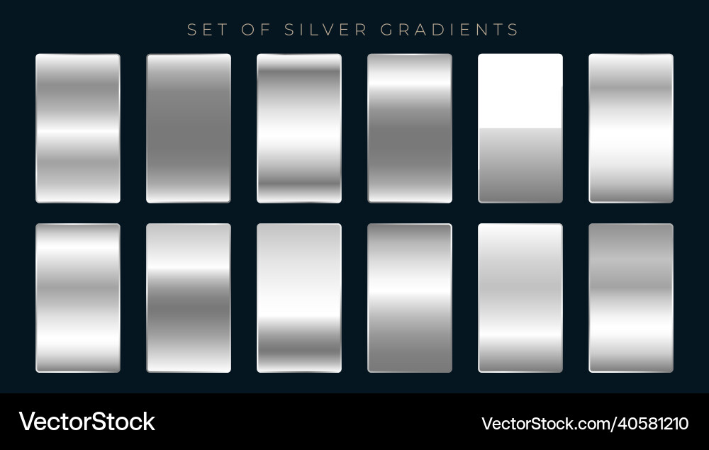 Set of silver or platinum gradients Royalty Free Vector