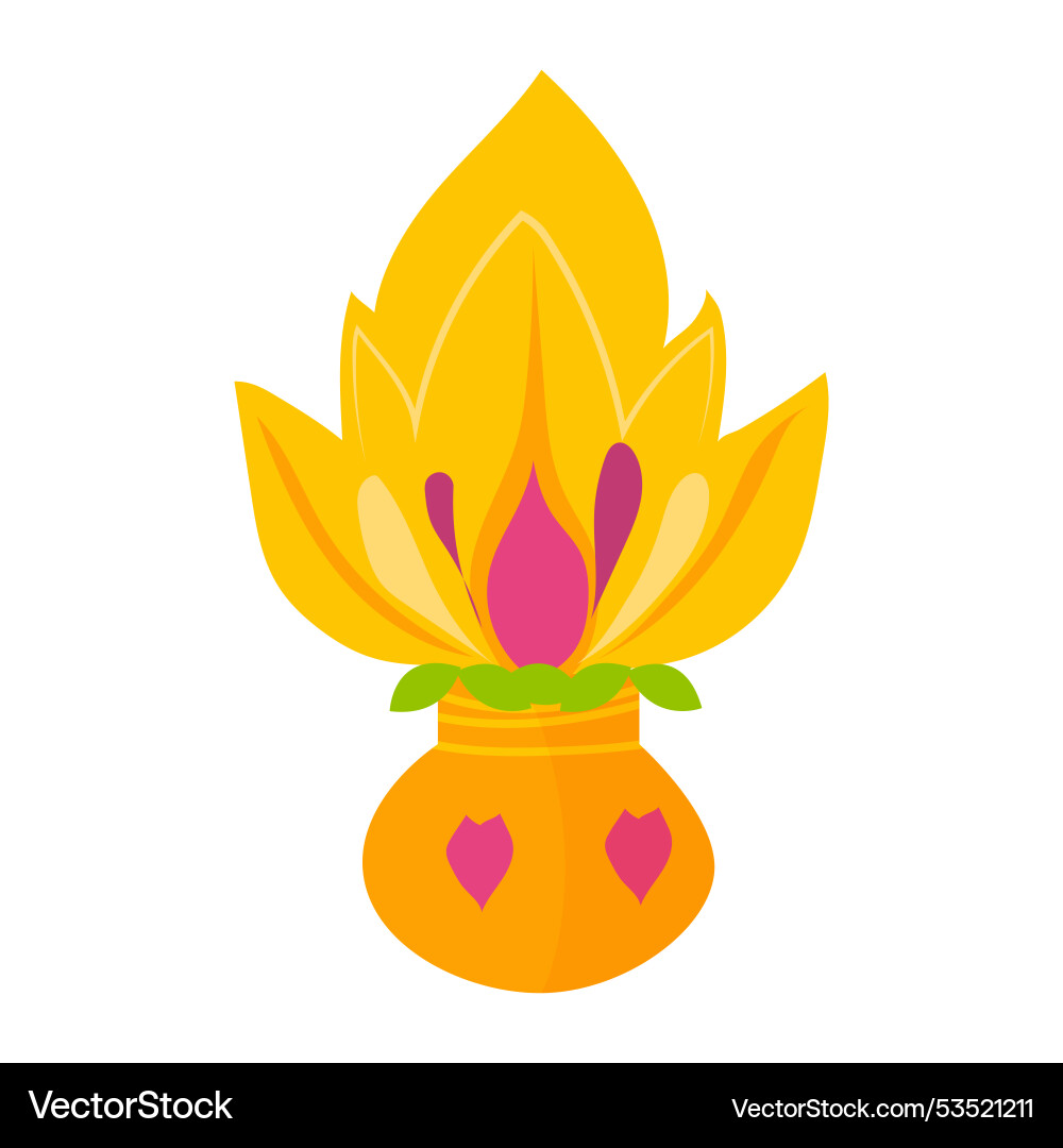 Abstract diwali flower in pot flat design Vector Image