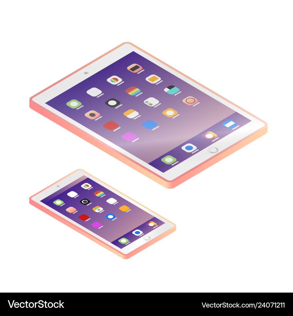 Cell phone flat mobile tablet pc computer device Vector Image