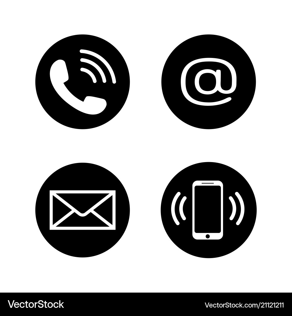 Contact icons in flat style Royalty Free Vector Image