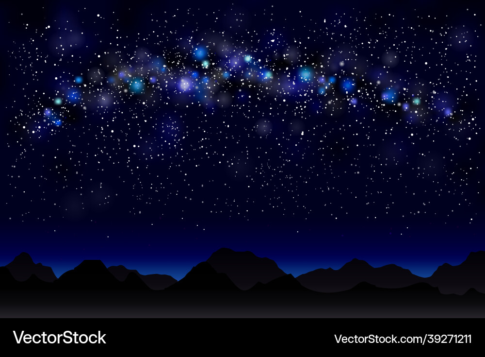 Milky way in the mountains Royalty Free Vector Image