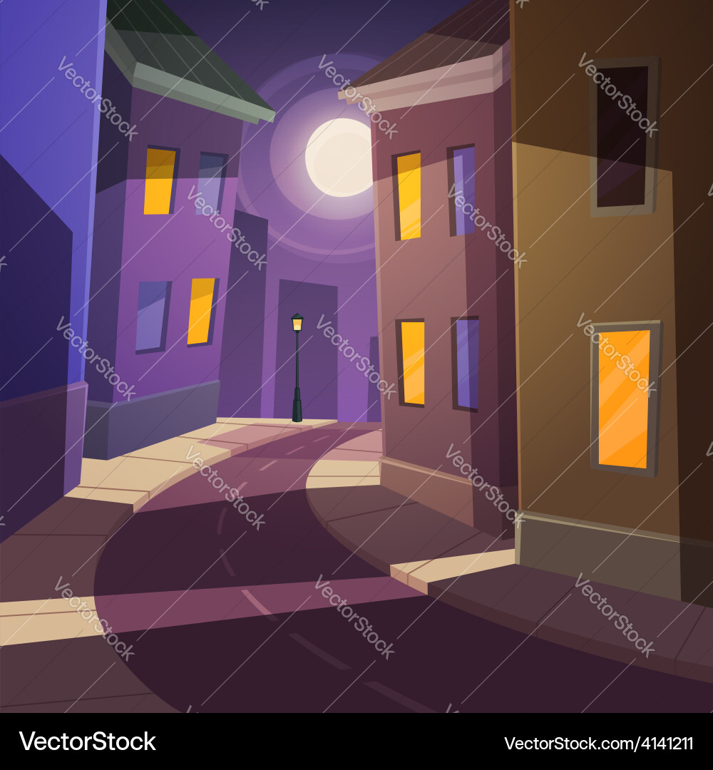 Night city street Royalty Free Vector Image - VectorStock