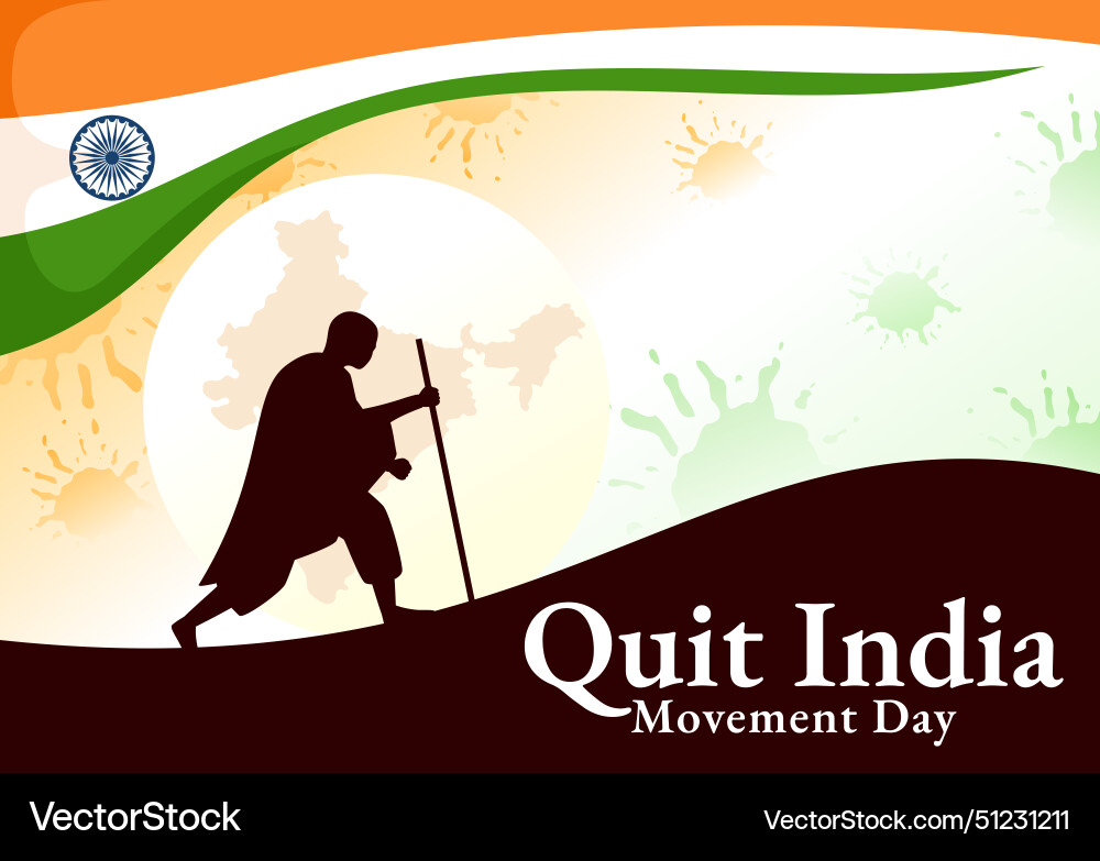 Quit india movement day on 8 august with indian Vector Image