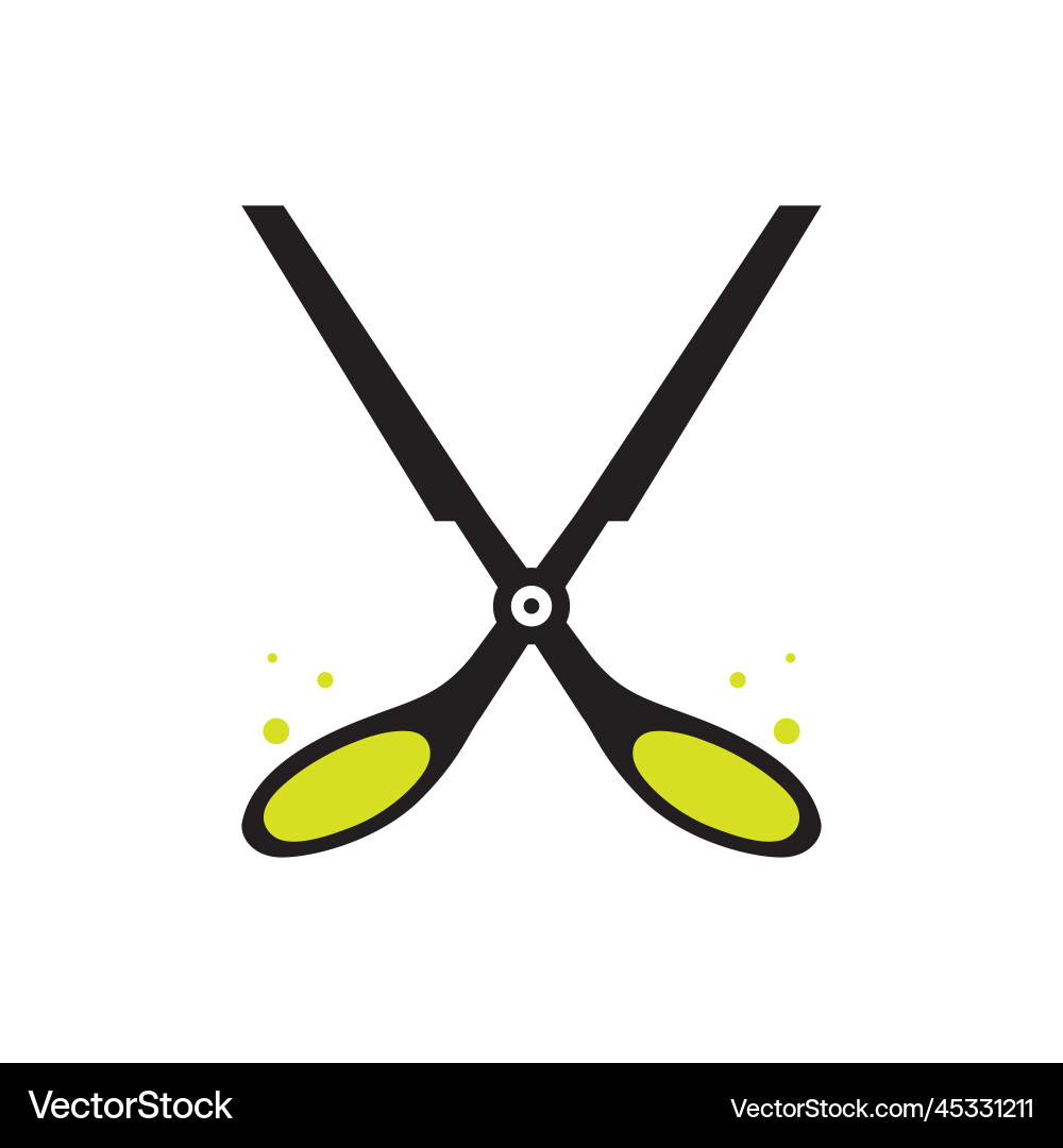 Scissor green icon logo Royalty Free Vector Image