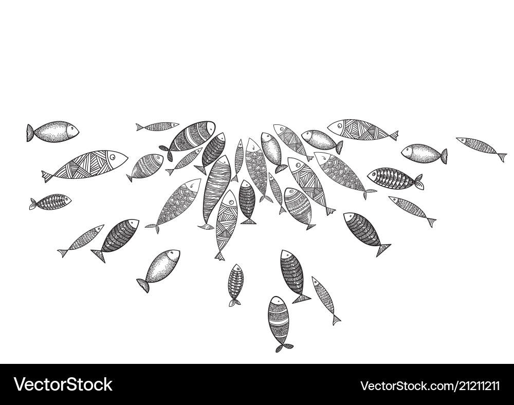 Stylized School of Fish Royalty Free Vector Image