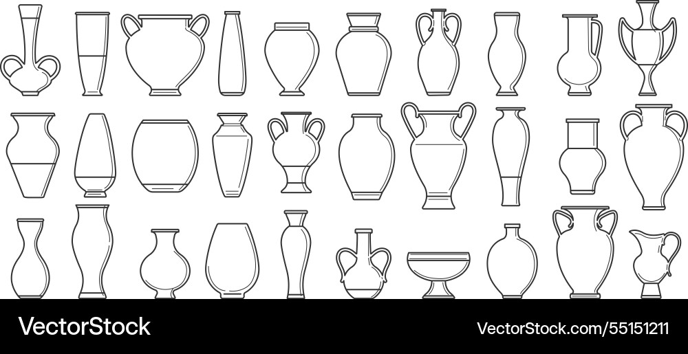 Vintage Vases Icon Set Royalty Free Vector Image