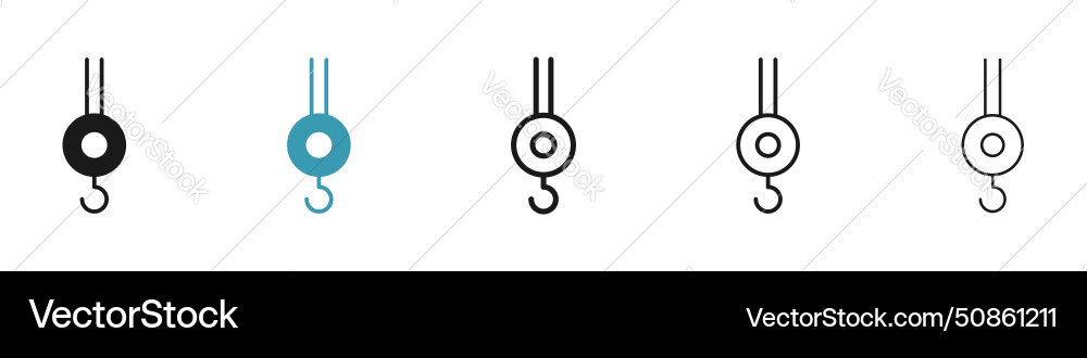 Winch hook icon set crane construction lift Vector Image