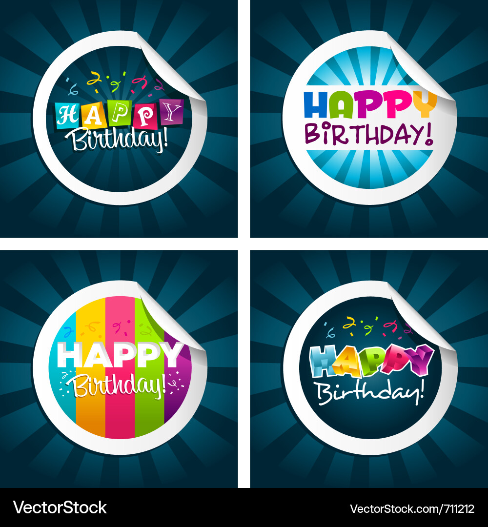 Happy Birthday Stickers Vector Images (over 17,000)