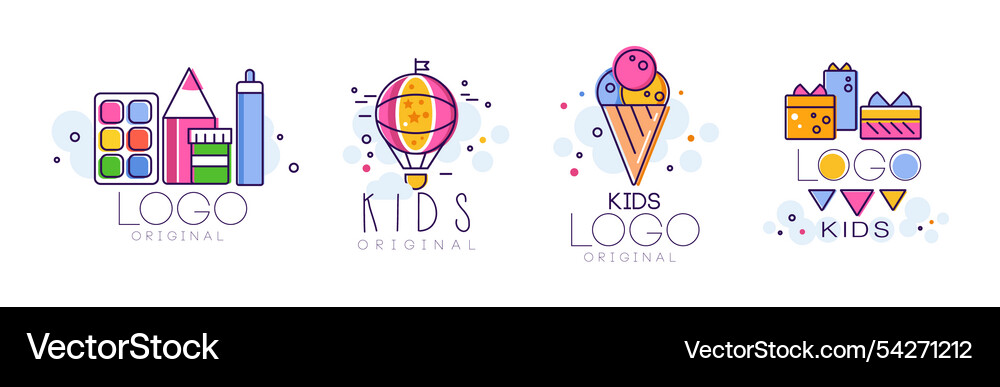 Kids original logo design bright collection Vector Image