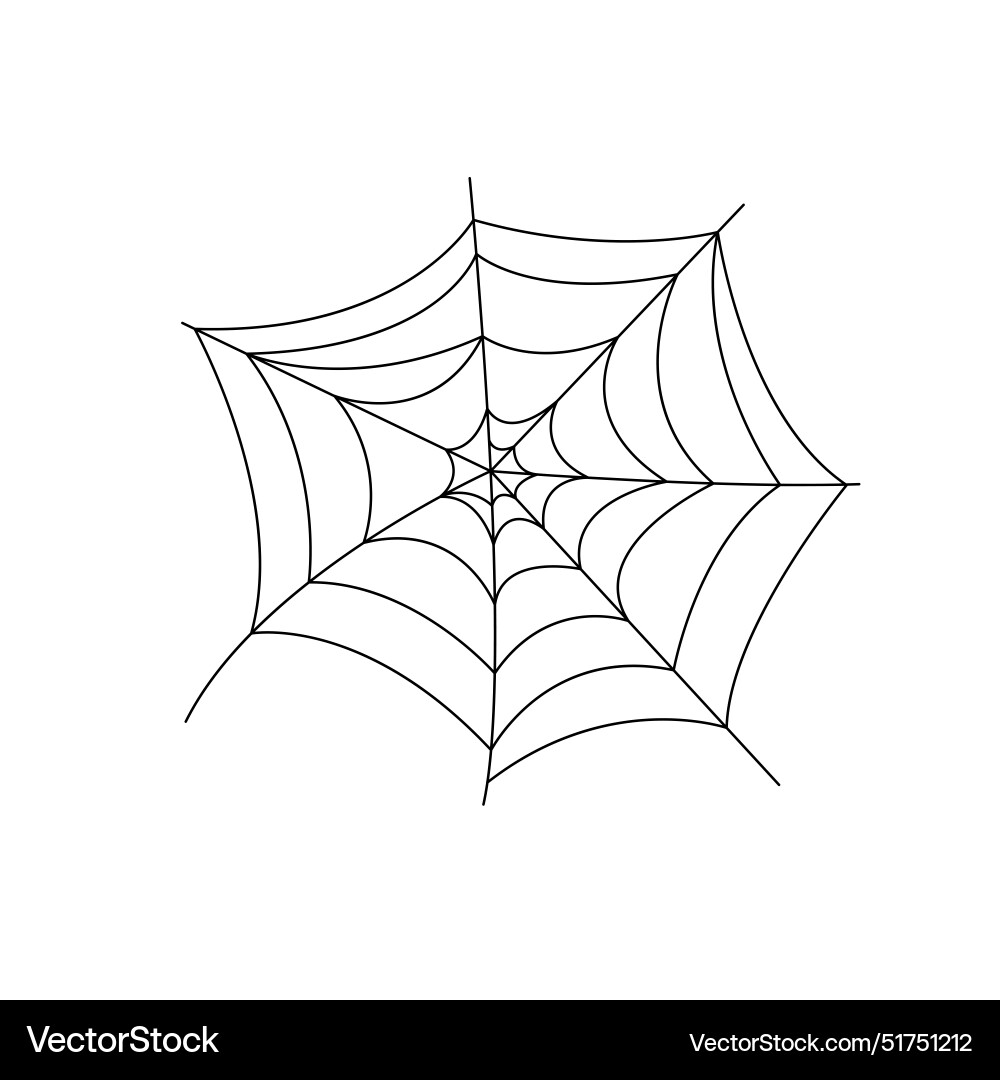 Spider web simple hand drawn outline Royalty Free Vector