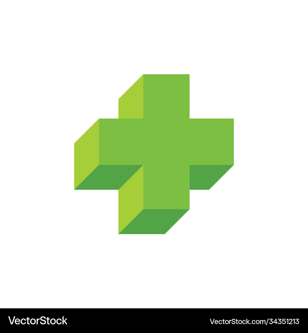 3d gradient plus medical logo decoration Vector Image