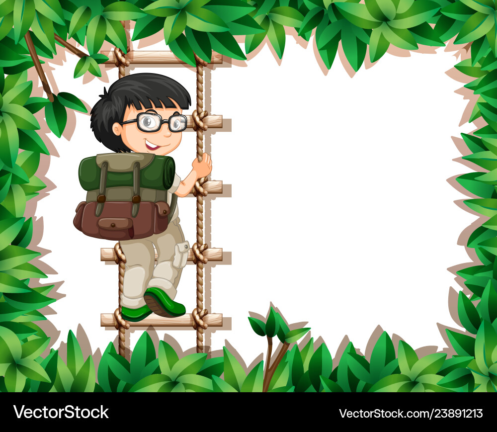 A boy scout on nature frame Royalty Free Vector Image