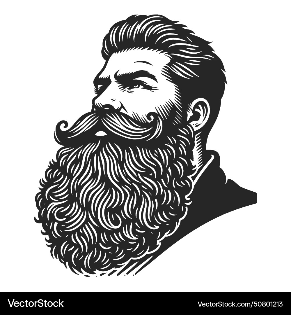 Bearded man engraving Royalty Free Vector Image