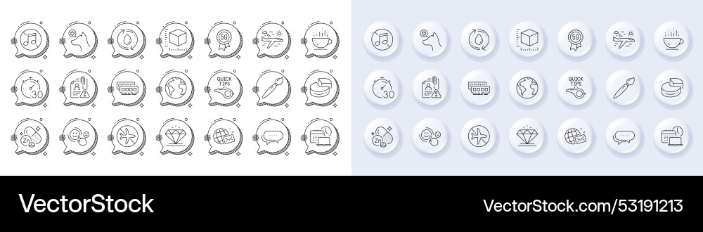 Brush dots message and refill water line icons Vector Image