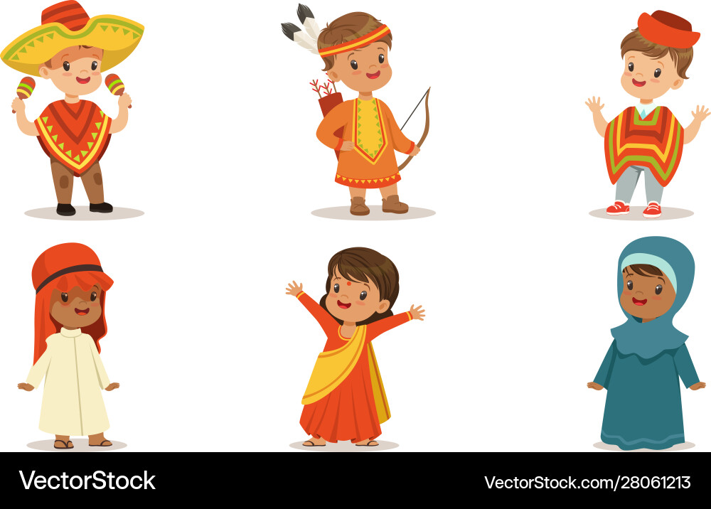Children in national costumes from different Vector Image