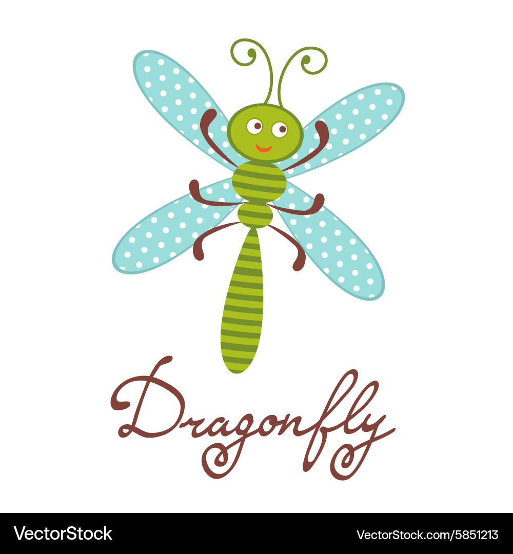 Cute colorful dragonfly character Royalty Free Vector Image